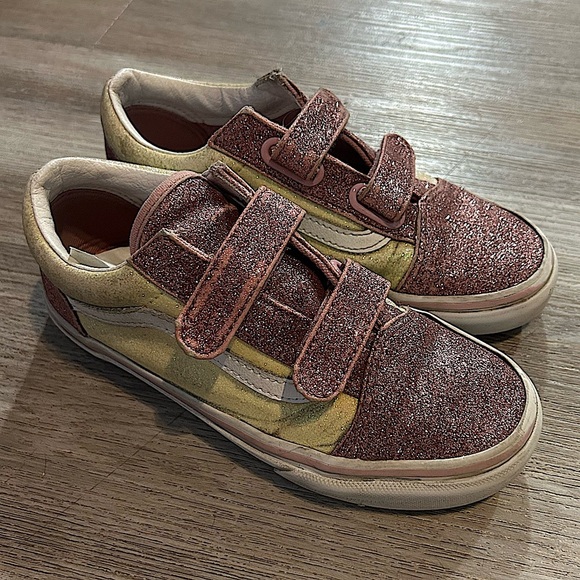 Vans | Shoes | Vans Pink Glitter Old Skool Velcro Straps | Poshmark